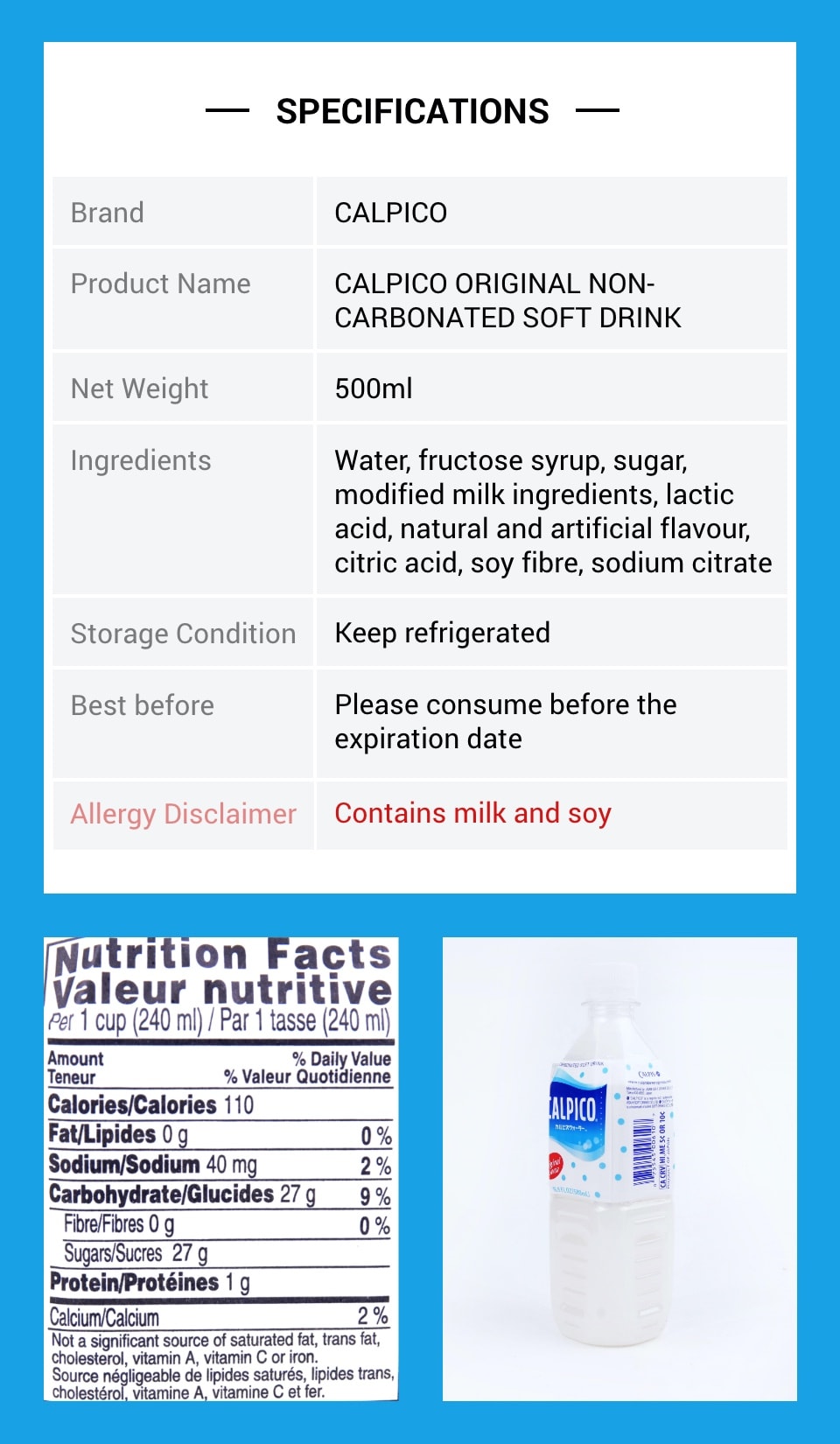 Calpico Water 500ml | T&T Supermarket