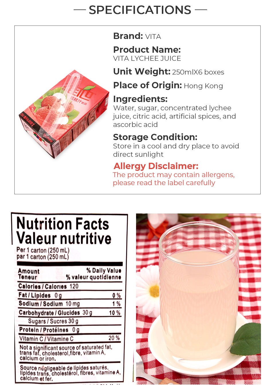 Vita Lychee Juice 250mlx6 packs | T&T Supermarket