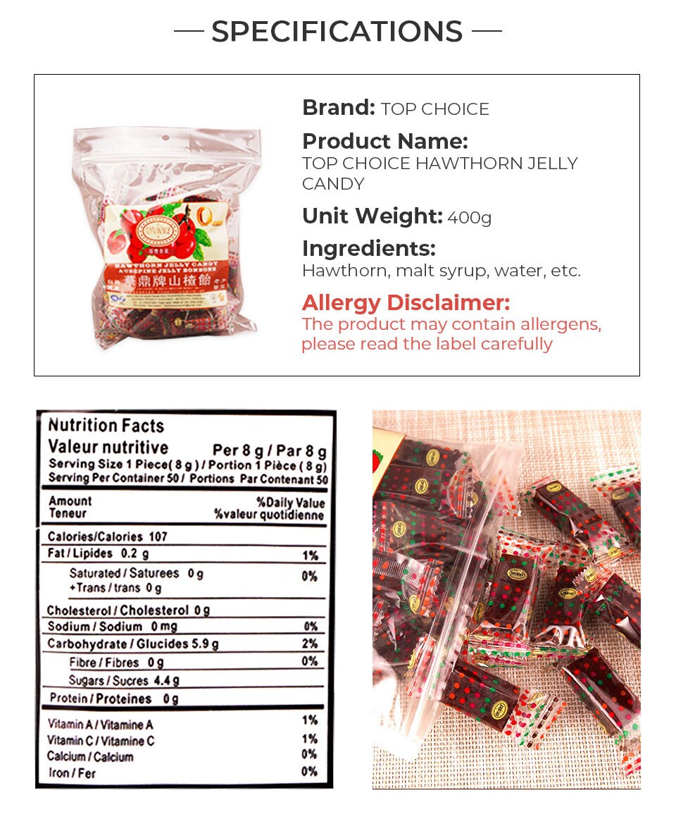Top Choice Hawthorn Jelly Candy 400g | T&T Supermarket