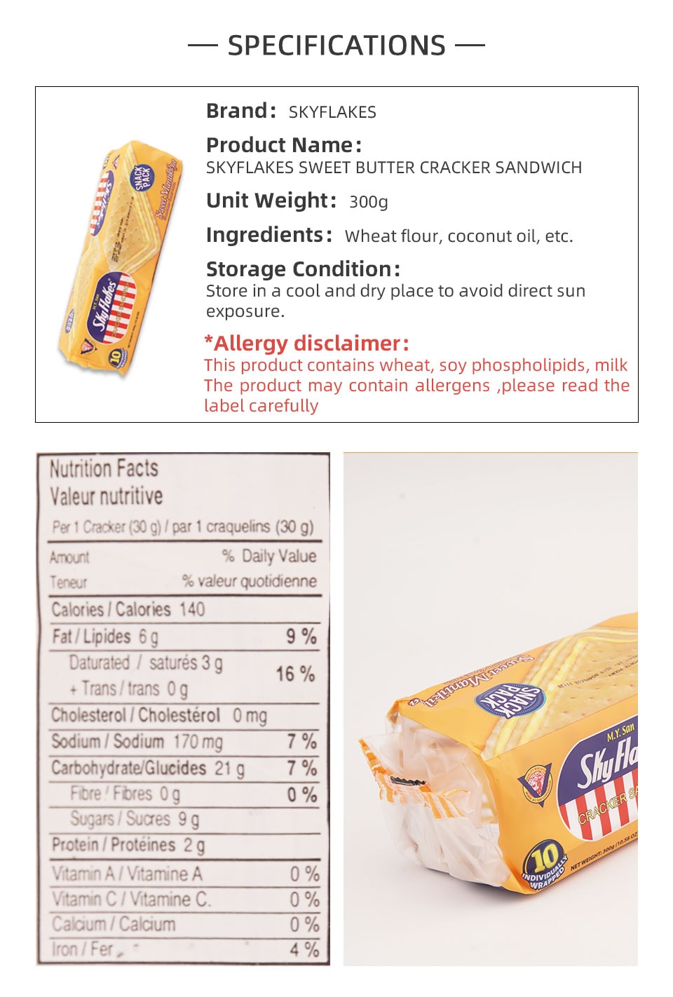Skyflakes Sweet Butter Sandwich Biscuit 300g | T&T Supermarket