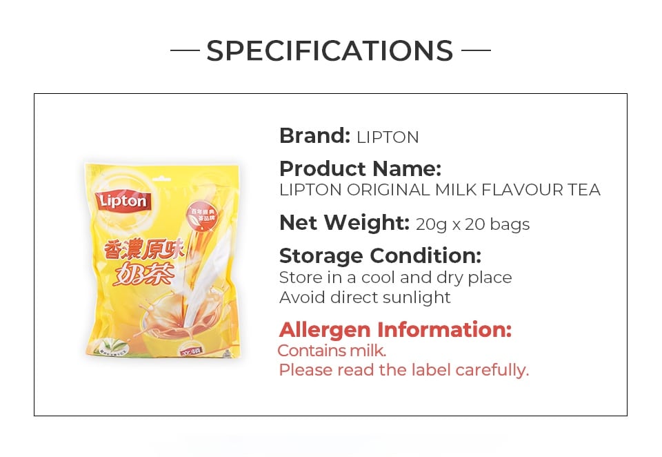 Lipton Original Milk Flv Tea 20gx20 packs | T&T Supermarket