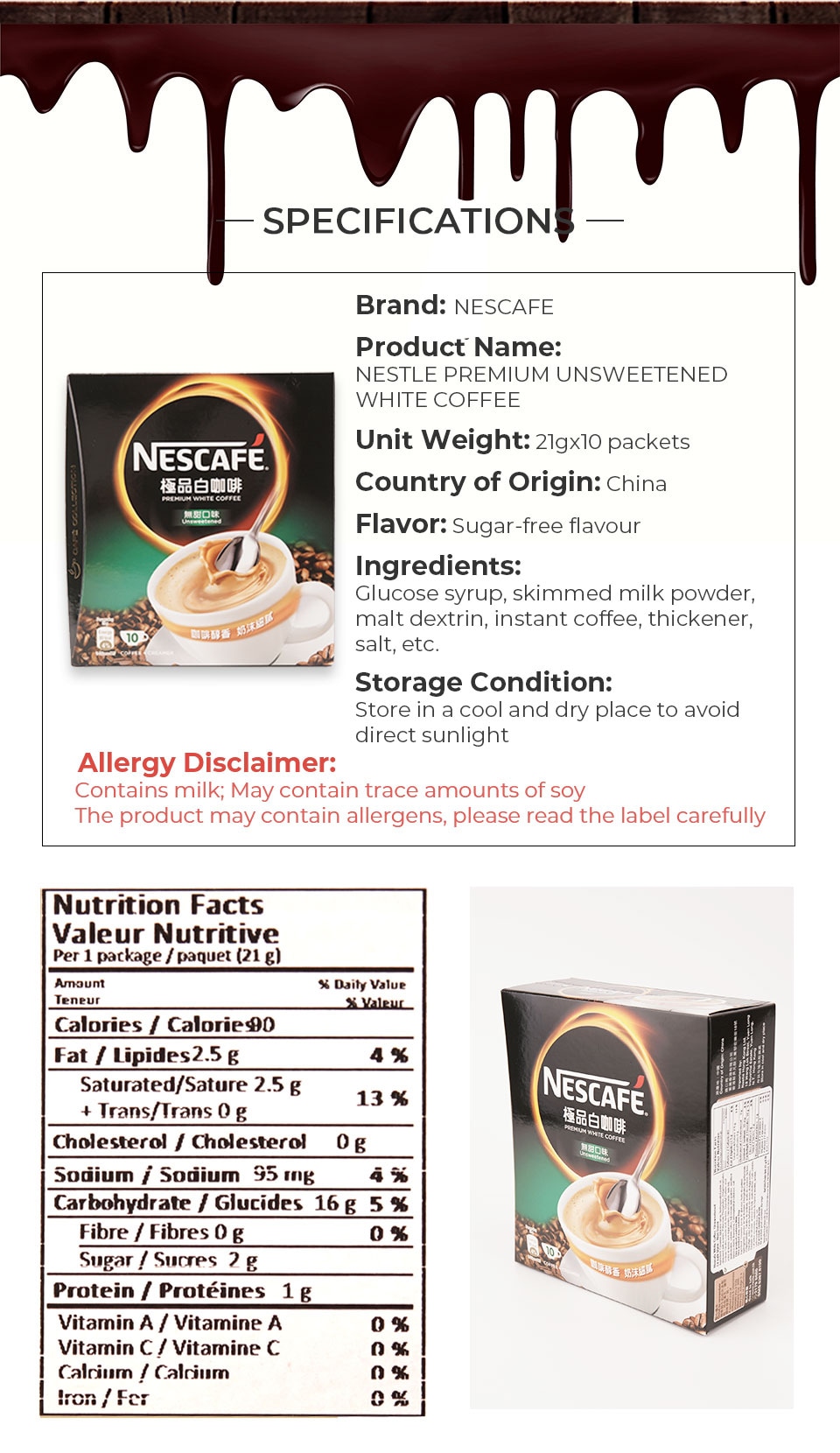 Nestle Premium Unsweetened White Coffee 210g | T&T Supermarket
